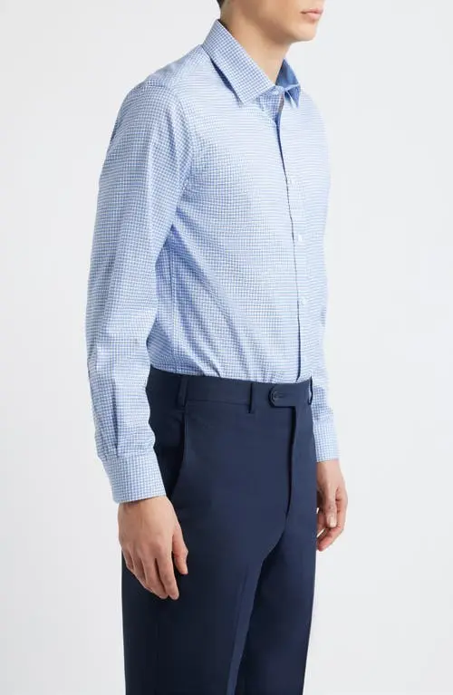 DANIEL HECHTER Trim Fit Check Cotton Dress Shirt - Blue