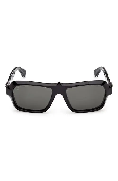 CHRISTIAN LOUBOUTIN Rectangular Sunglasses - Black Gunmetal/zeiss Smoke