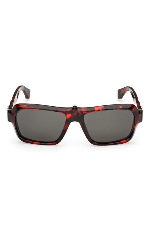 CHRISTIAN LOUBOUTIN Rectangular Sunglasses - Red Havana Gold/zeiss Smoke