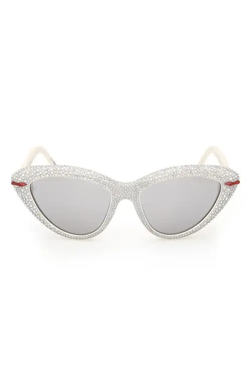 CHRISTIAN LOUBOUTIN Embellished Cat Eye Sunglasses - White/smoke Mirror
