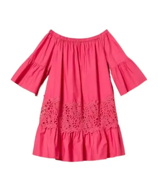 TWINSET Ruffled-hem Mini Dress With Lace Trim