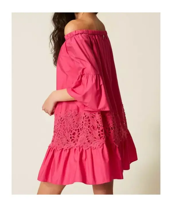TWINSET Ruffled-hem Mini Dress With Lace Trim