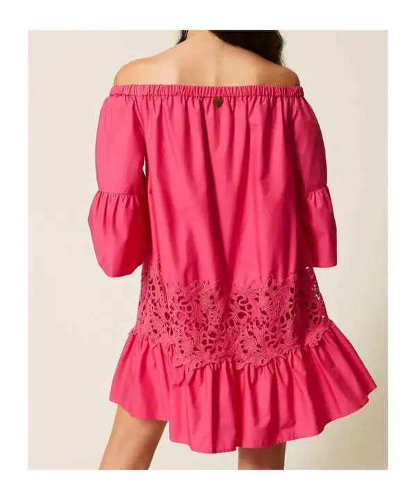 TWINSET Ruffled-hem Mini Dress With Lace Trim