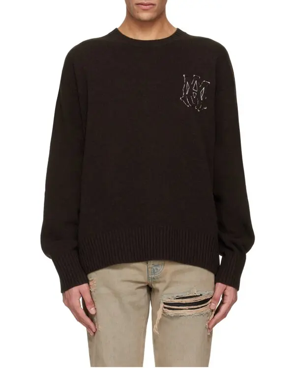 Amiri Long Sleeve Crew Neck Sweater With Logo Patch