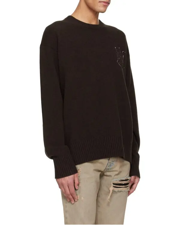 Amiri Long Sleeve Crew Neck Sweater With Logo Patch