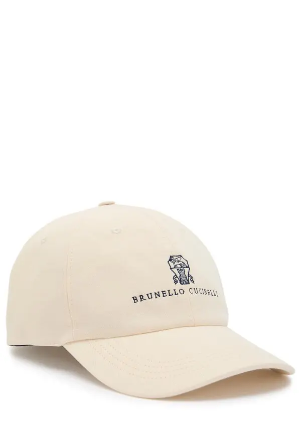 Brunello Cucinelli Logo Embroidered Cotton Cap - Off White
