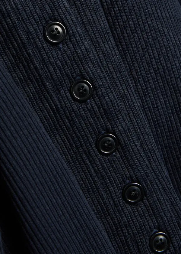 Citizens Of Humanity Ribbed Cotton-blend Cardigan - Navy
