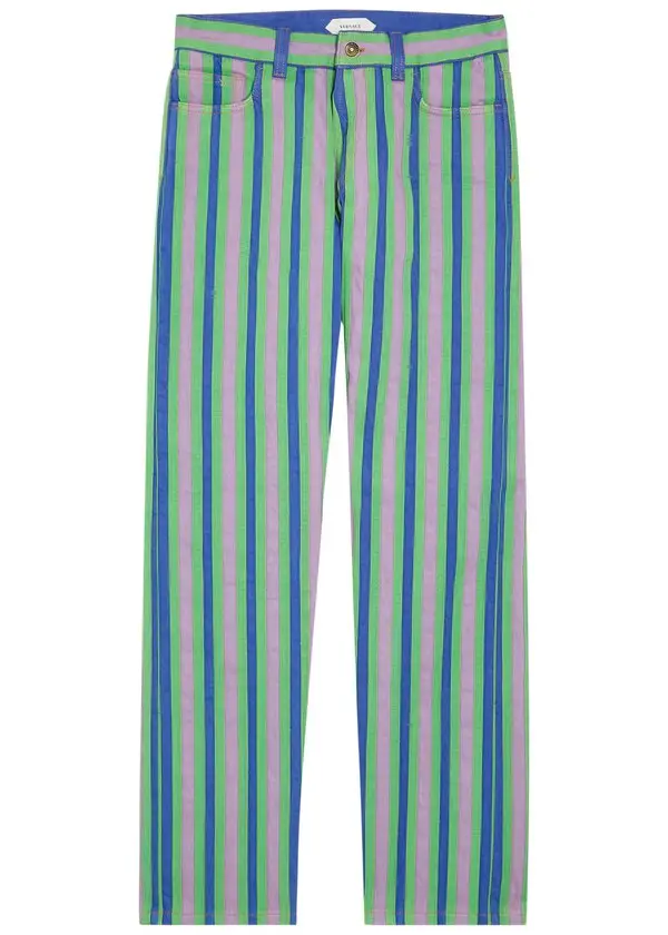 Versace Striped Straight-leg Jeans