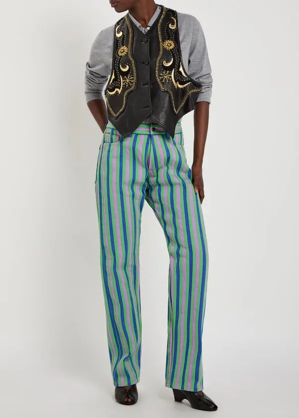 Versace Striped Straight-leg Jeans