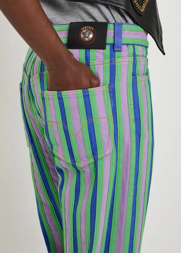 Versace Striped Straight-leg Jeans
