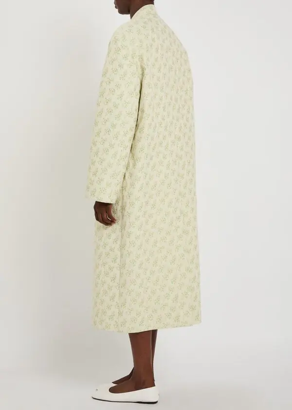 Simone Rocha Embellished Floral-jacquard Cotton-blend Coat - Green