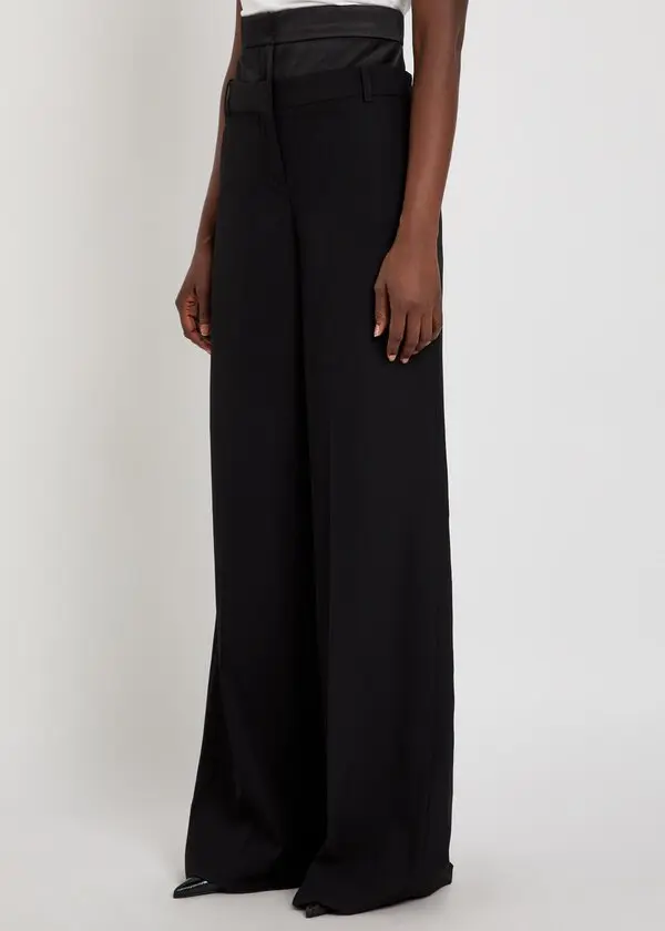 Erdem Layered-effect Wide-leg Wool Trousers