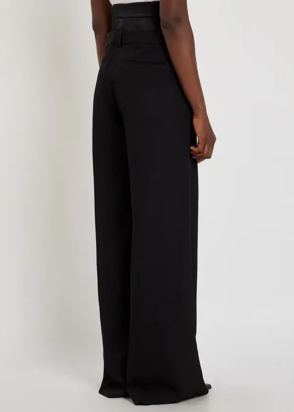 Erdem Layered-effect Wide-leg Wool Trousers