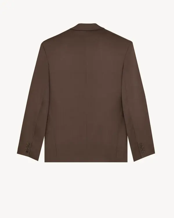 Saint Laurent Double-breasted Long-sleeved Jacket - Chocolat