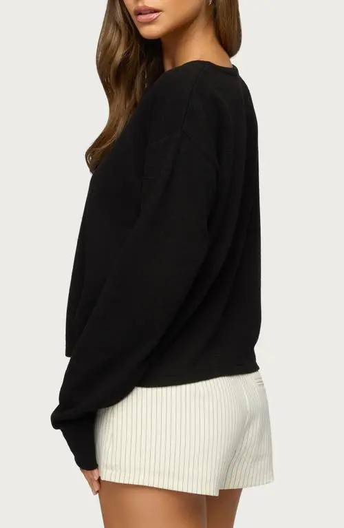 EDIKTED Deni Waffle Knit Henley - Black