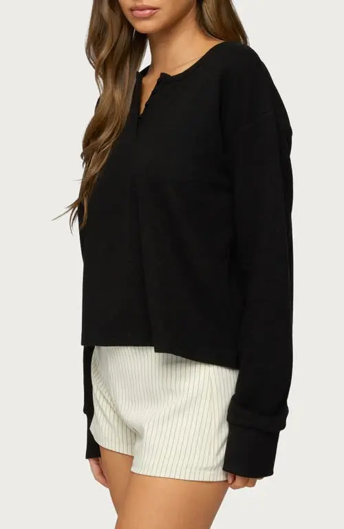 EDIKTED Deni Waffle Knit Henley - Black