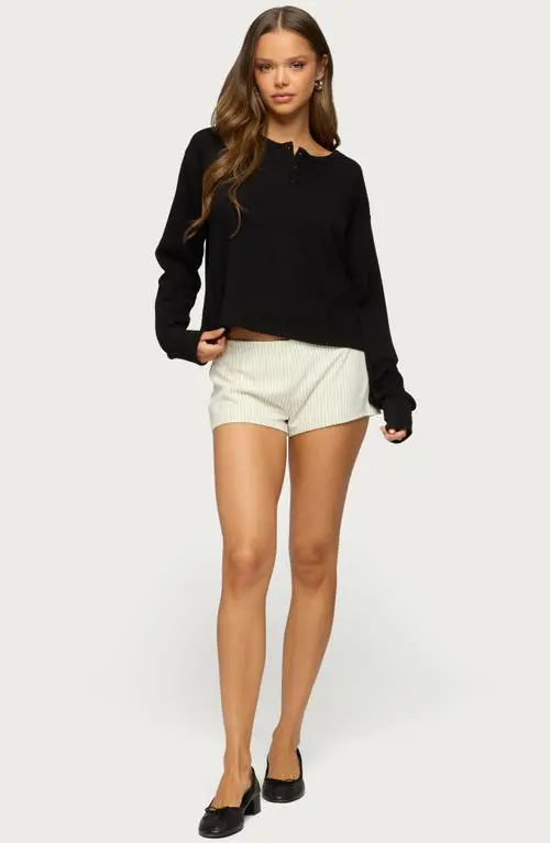 EDIKTED Deni Waffle Knit Henley - Black