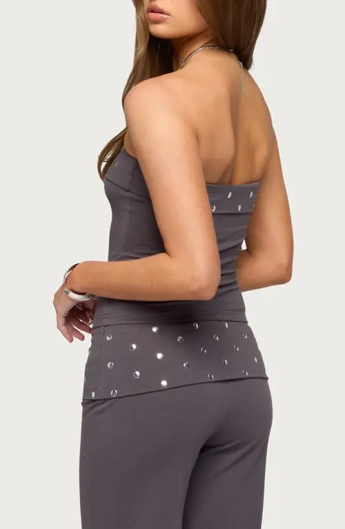 EDIKTED Studded Foldover Tube Top