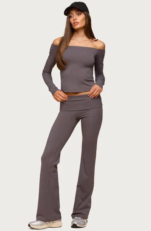 EDIKTED Off-the-shoulder Long-sleeve Top - Gray