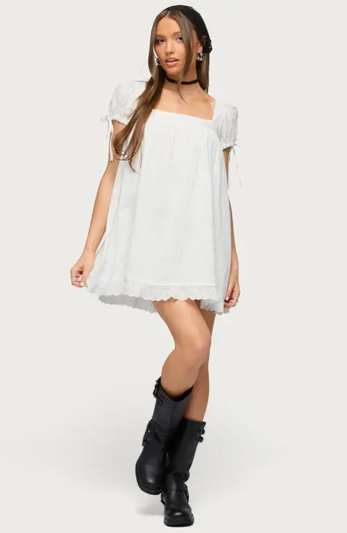 EDIKTED Eyelet Embroidery Mini Dress