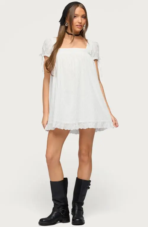 EDIKTED Eyelet Embroidery Mini Dress