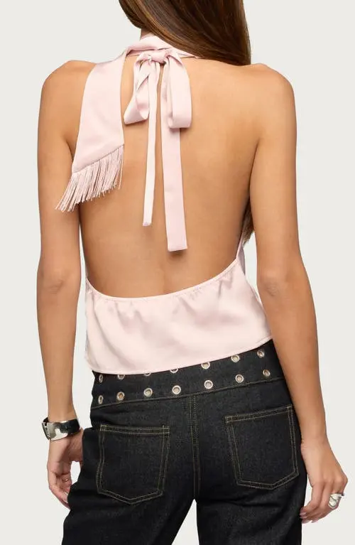 EDIKTED Satin Effect Cowl Neck Scarf Top