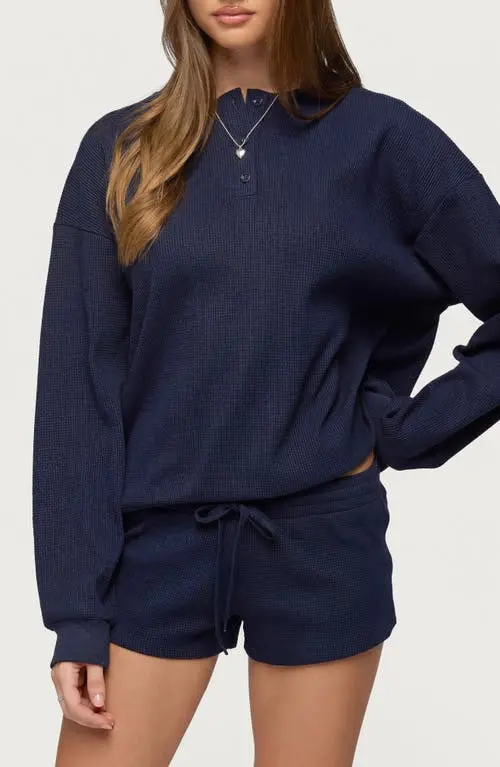 EDIKTED Baila Waffle Knit Henley Top