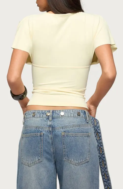 EDIKTED Flutter Sleeve Plunge V-neck Knit Top