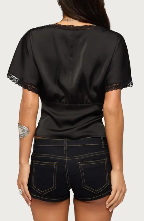 EDIKTED Ihara Lace-trimmed Cinched Waist Top