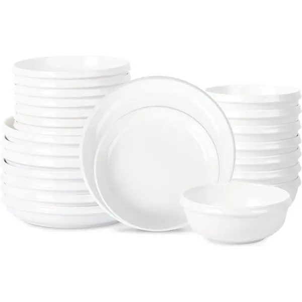 STONE + LAIN Verso Porcelain 24-piece Dinnerware Set - White