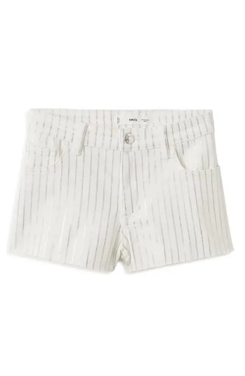 Mango Striped Cutoff Denim Shorts