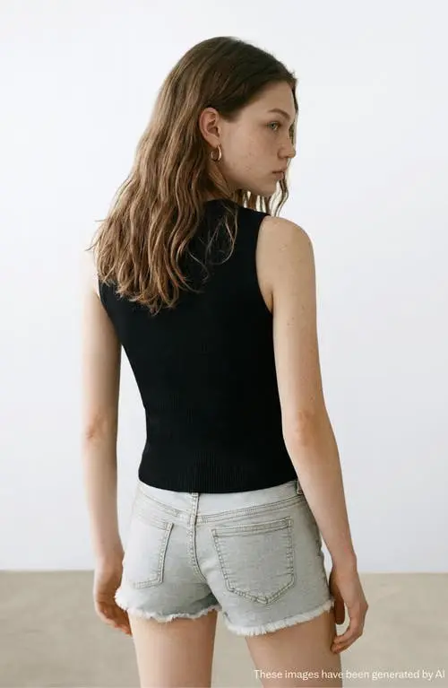 Mango Cutout Sleeveless Ribbed Top