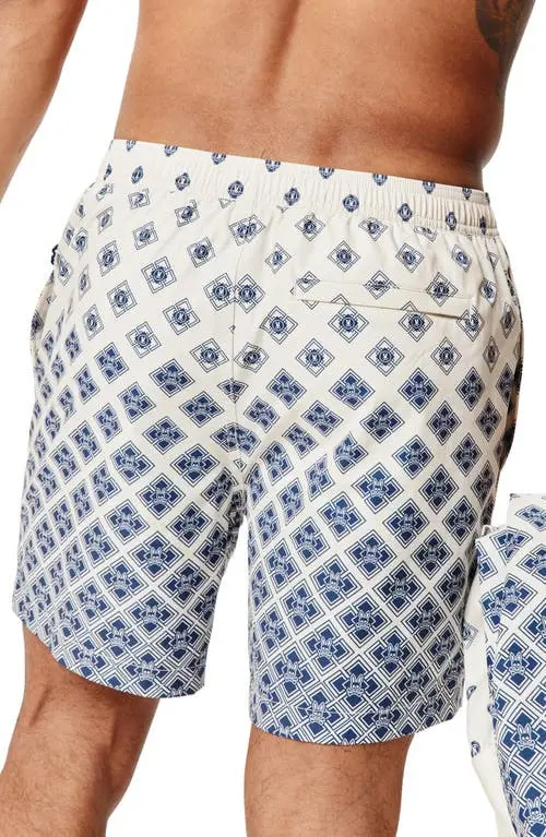 Psycho Bunny Tobias Geo Print Swim Trunks