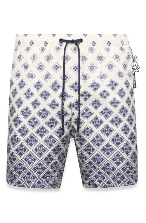 Psycho Bunny Tobias Geo Print Swim Trunks