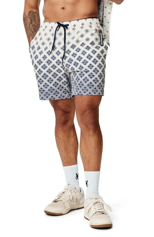 Psycho Bunny Tobias Geo Print Swim Trunks
