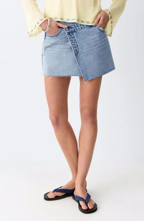 Mango Crossover Denim Miniskirt - Medium Blue
