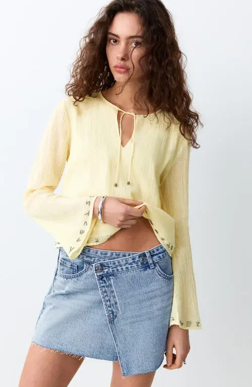 Mango Crossover Denim Miniskirt - Medium Blue