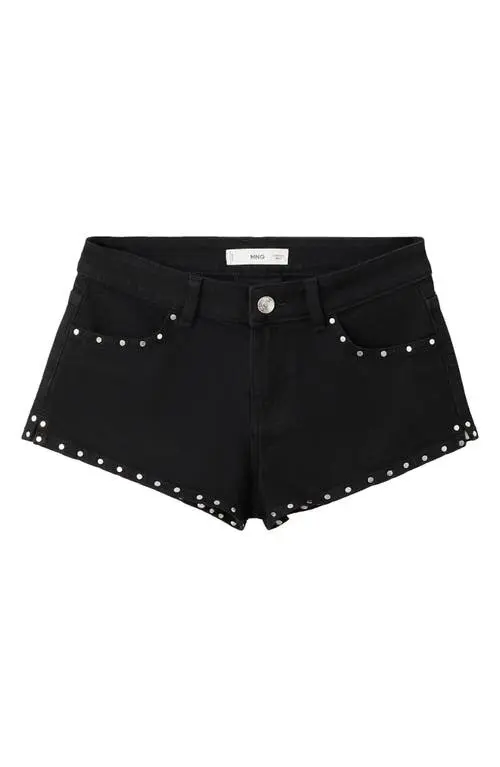 Mango Studded Low Rise Denim Shorts