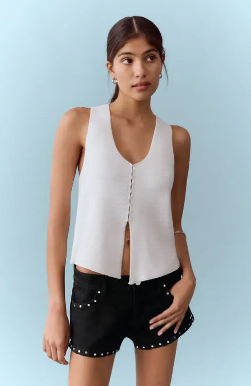 Mango Studded Low Rise Denim Shorts