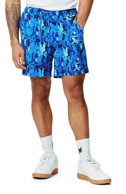 Psycho Bunny Tanner Camo Bunny Print 6-inch Swim Trunks
