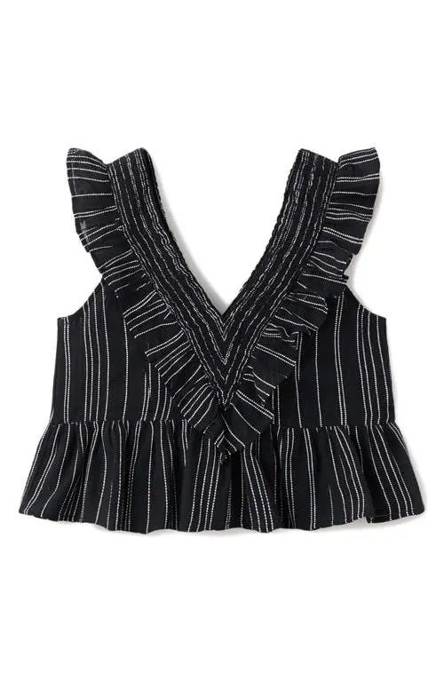 Mango Embroidered Ruffle Trim Peplum Top