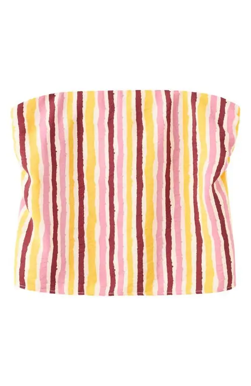 Mango Striped Strapless Top - Mustard
