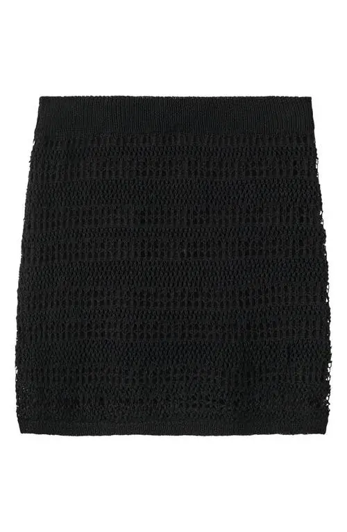Mango Openwork Knit Pencil Skirt - Black