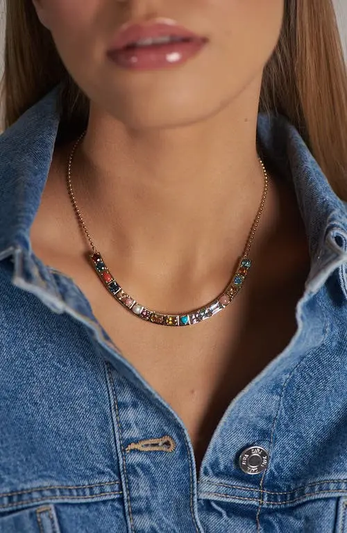 TYPE JEWELRY Gold Ball Chain Frontal Necklace With -gemstones