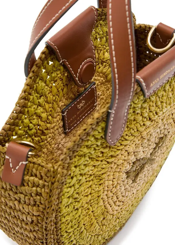 ANYA HINDMARCH Small Round Raffia Tote Bag - Green