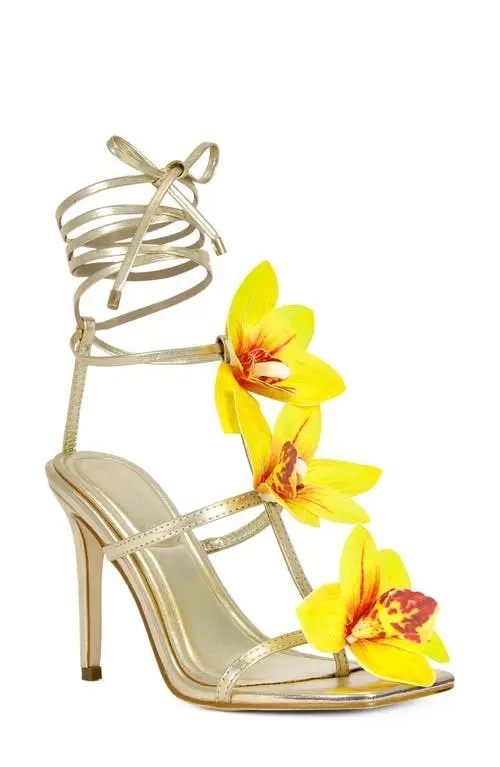 AZALEA WANG Crescendo Ankle Wrap Sandal - Gold