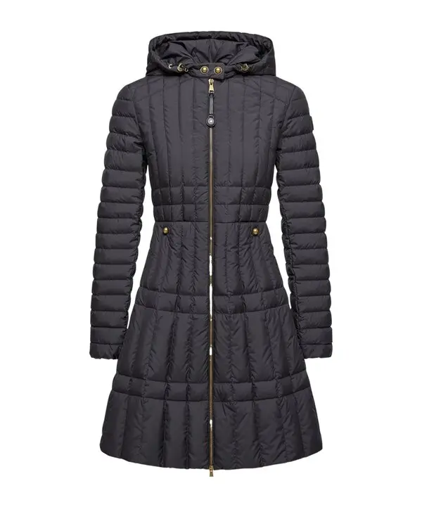 Moncler Menthelong Vertical-quilted Hooded Down Jacket - Black