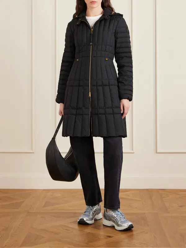 Moncler Menthelong Vertical-quilted Hooded Down Jacket