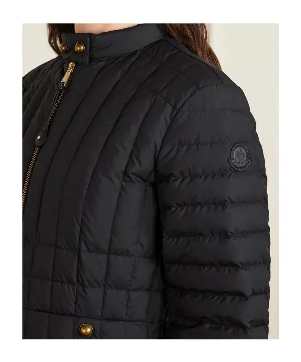 Moncler Menthelong Vertical-quilted Hooded Down Jacket