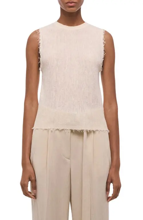 Helmut Lang Raw Edge Linen Blend Sweater Tank - Ivory
